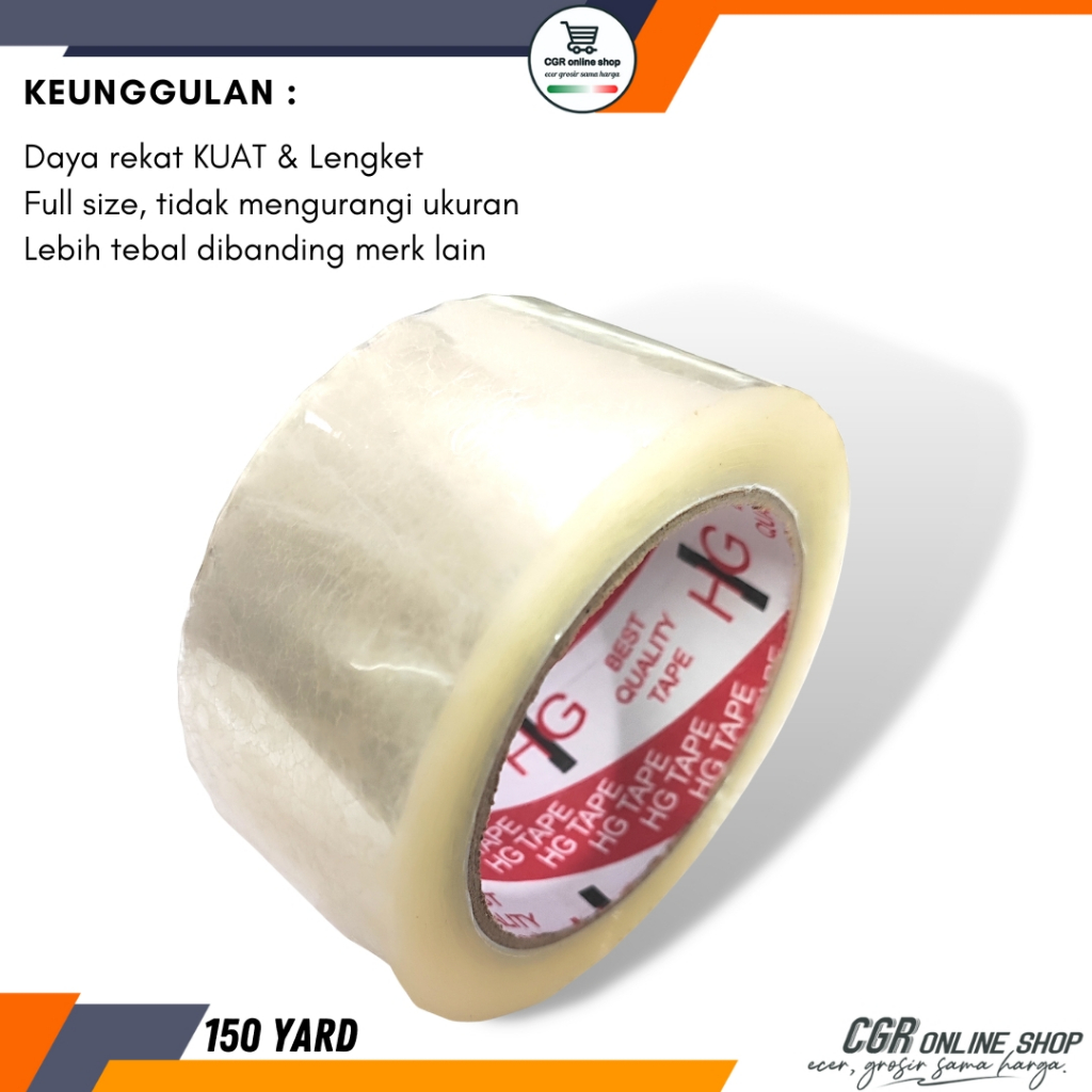 Jual Lakban Bening 150 Yard Lebar 50 mm Panjang 150 Yard ( 176 meter ...