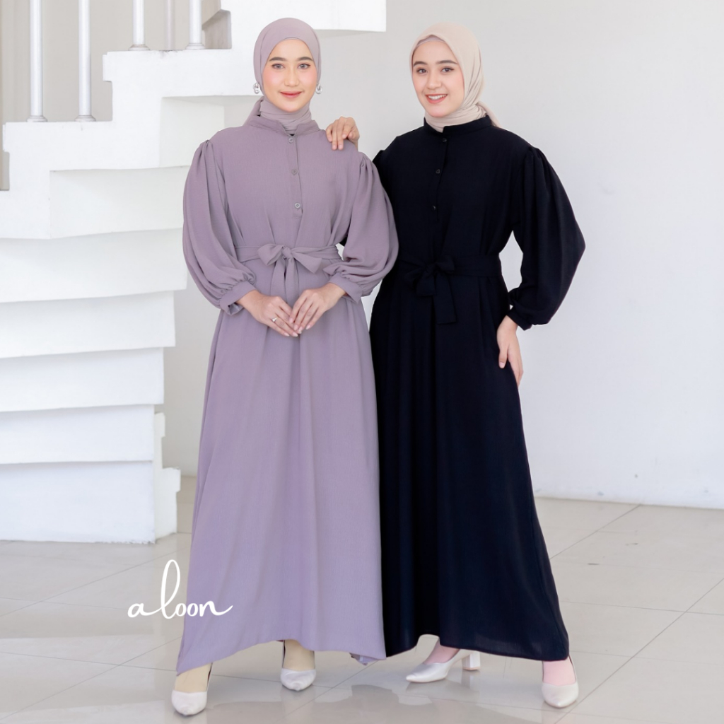 Jual Daneliya Gamis Lengan Balon Crinkle Airflow Busui Friendly – Gamis ...
