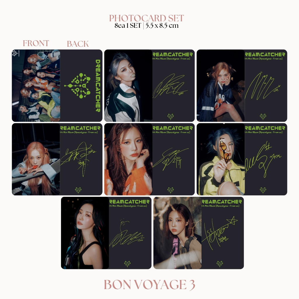 Jual PHOTOCARD DREAMCATCHER BON VOYAGE 2SISI (ISI 8 PCS + LAMINASI 2 SISI) TANDA TANGAN TTD KPOP ...
