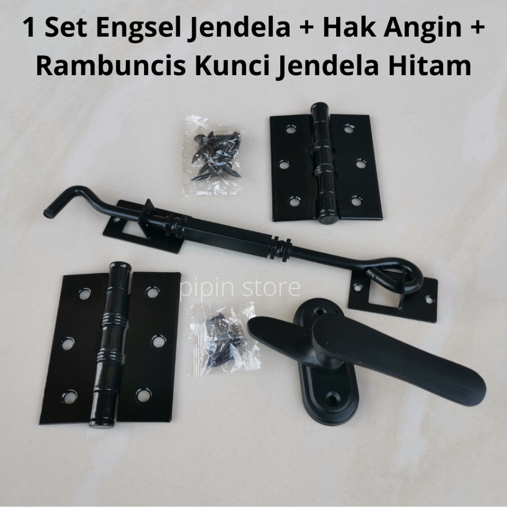 Jual Paket Engsel Hitam Jendela Kayu 3 Inch 1 Set - Hak Angin Hitam ...