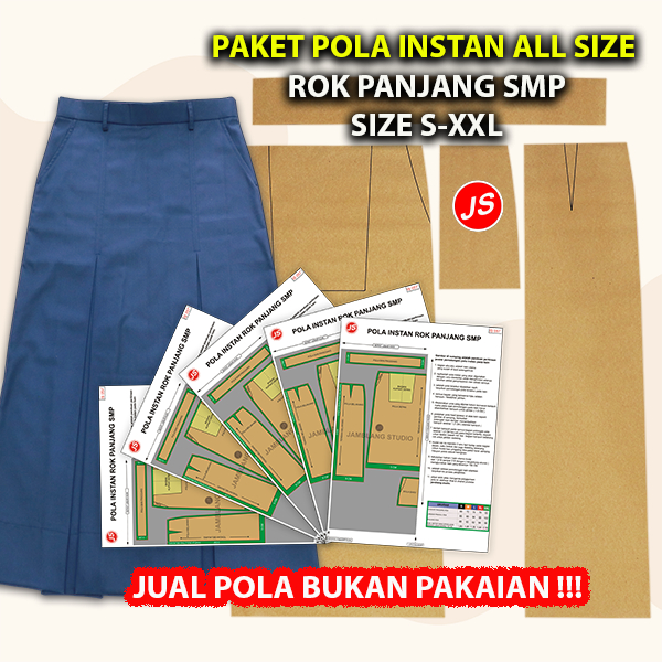Jual Paket Pola Instan All Size Rok Panjang SMP | Pola Semua Ukuran S ...