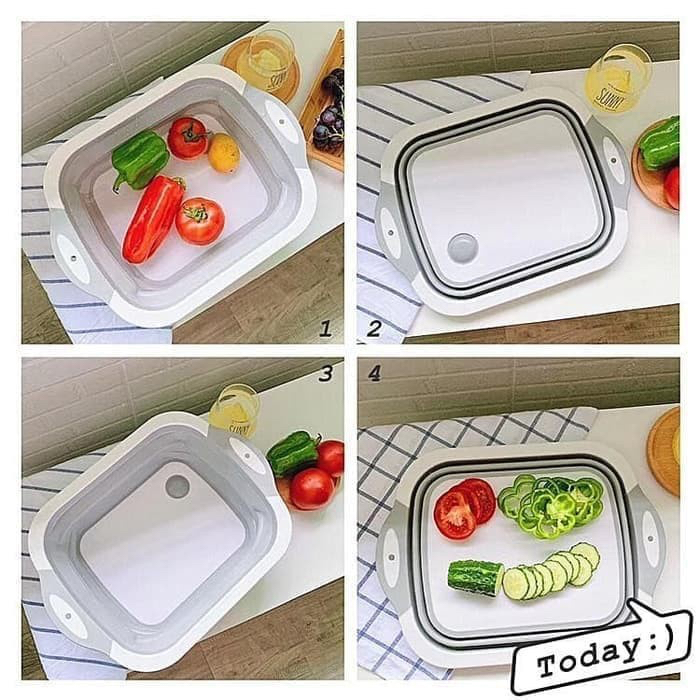 Jual BISA COD - 3 IN 1 BASKOM PLASTIK LIPAT / PORTABLE SILIKON BASKOM ...