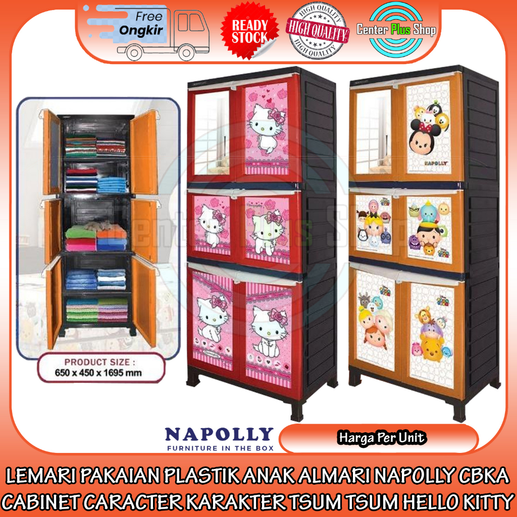 Jual [Instant] Almari Napolly Cbka Lemari Plastik Pakaian Anak Cabinet ...