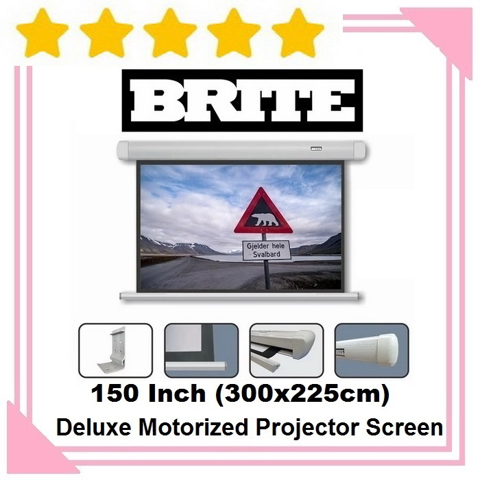Jual Brite Deluxe Motorized Projector Screen 150 Inch Layar Proyektor ...
