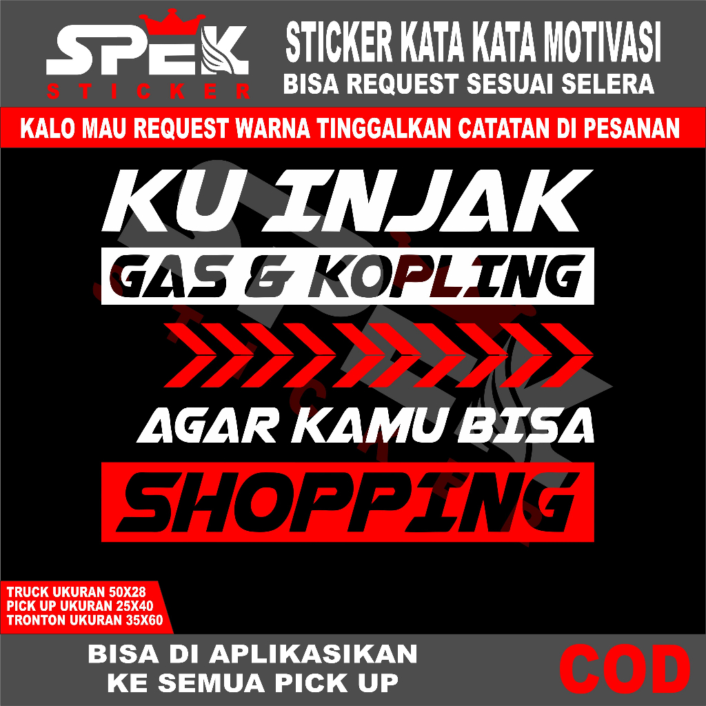 Jual SETIKER KATA KATA MOTIVASI KUINJAK GAS DAN KOPLING AGAR KAMU BISA ...
