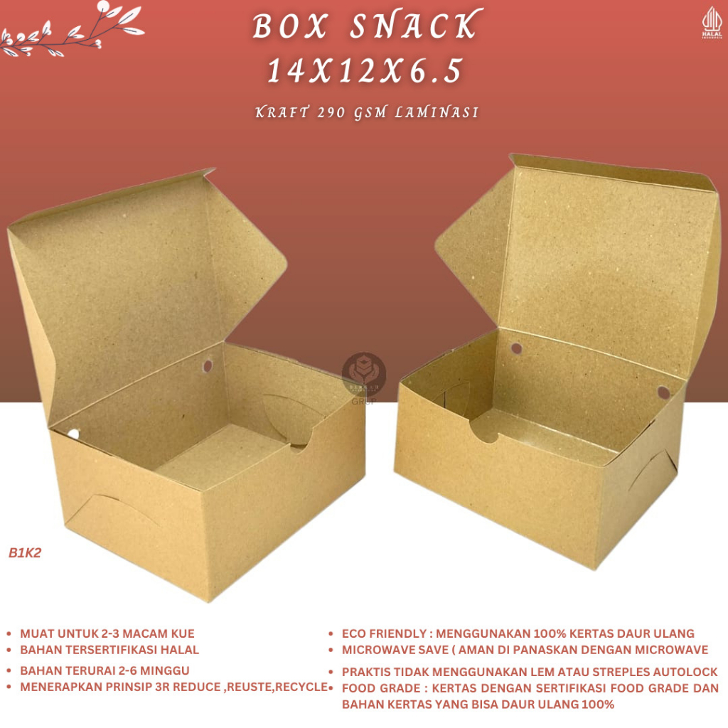Jual Snack Box 12x14 Laminasi 290 Gsm (B1K2-14X12X6.5 Cm) | Shopee ...