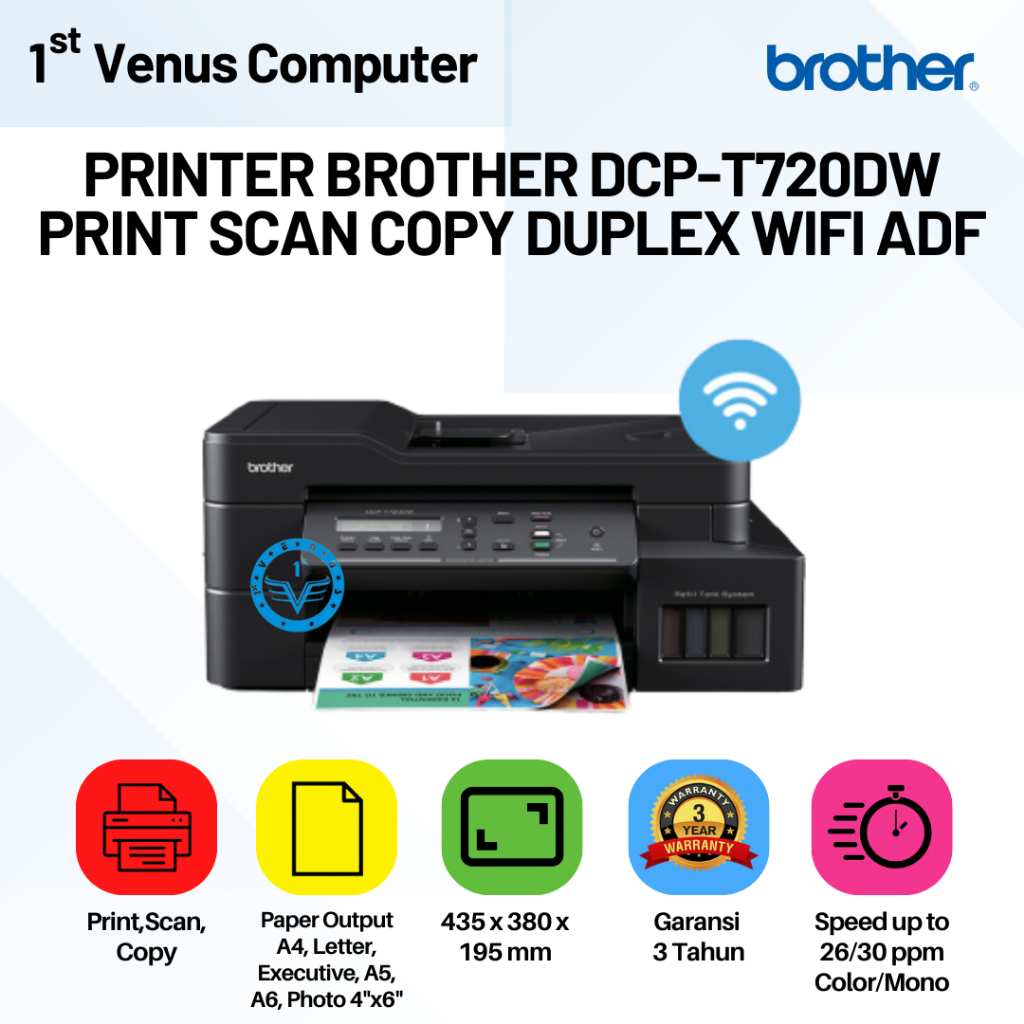 Jual PRINTER BROTHER DCP-T720DW PRINT SCAN COPY DUPLEX WIFI ADF T720DW DCP T720 DW / PRI06-BRO ...