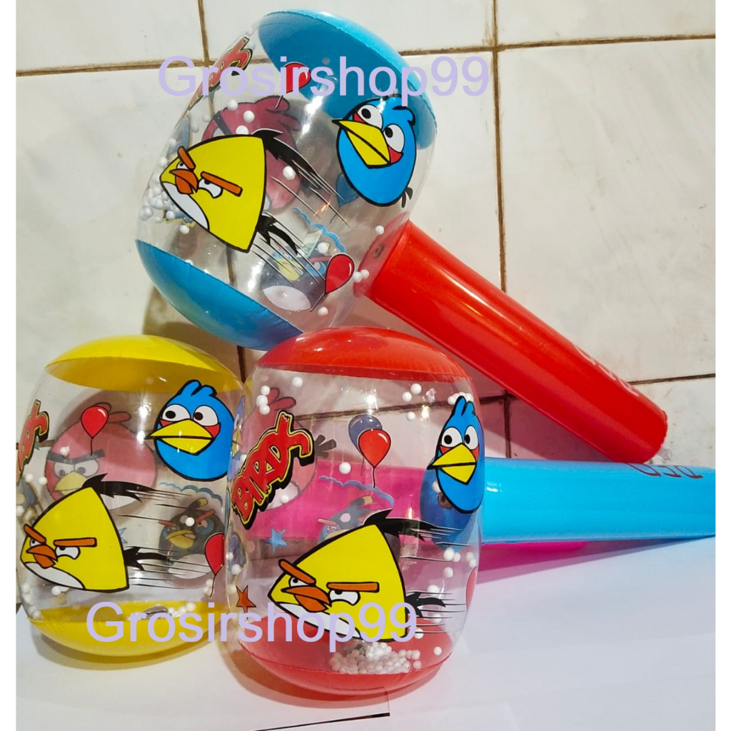 Jual Mainan Balon / Tiup Bentuk Palu Motif Angry Bird & Upin ipin bahan ...