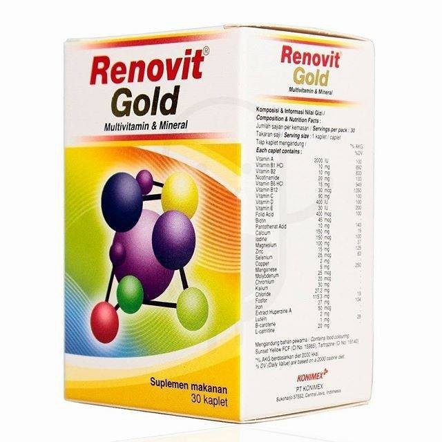 Jual RENOVIT GOLD MULTIVITAMIN DAN MINERAL ISI 30 UNTUK DAYA TAHAN ...