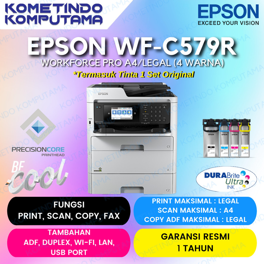 Jual C579R TKDN Epson WorkForce Pro WF-C579R Duplex All-in-One Inkjet Printer Fotokopi 579 C579 ...