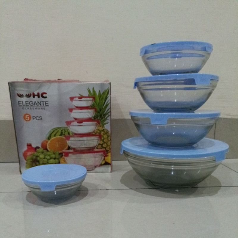 Jual GLASSWARE Glass Bowl Set 5 in 1 - Mangkok Kaca Tebal | Shopee ...