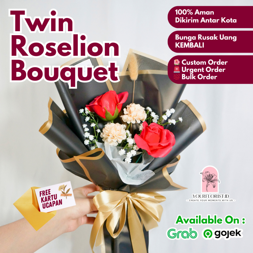Jual TWIN ROSELION BOUQUET - Buket Bunga Mawar Sabun 2 Tangkai Mix ...