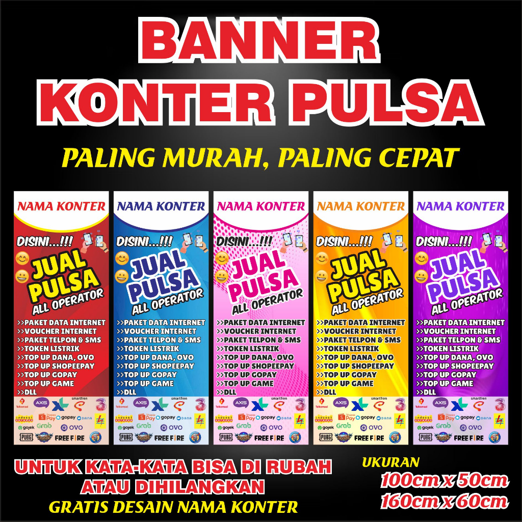 Jual BANNER-SPANDUK KONTER PULSA BENTUK BERDIRI | Shopee Indonesia