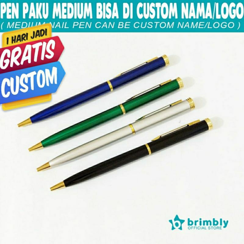 Jual Pulpen metal Promosi Pen paku medium + GRATIS GRAFIR NAMA TEXT ...