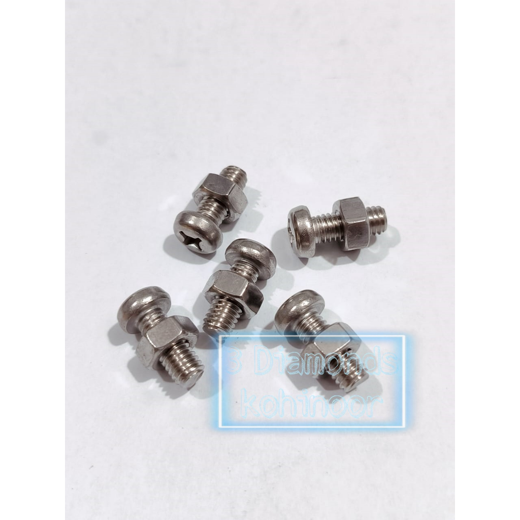 Jual BAUT JP STAINLESS STEEL SS304 M6 x 15 PAN HEAD + MUR SS304 M6 | Shopee Indonesia