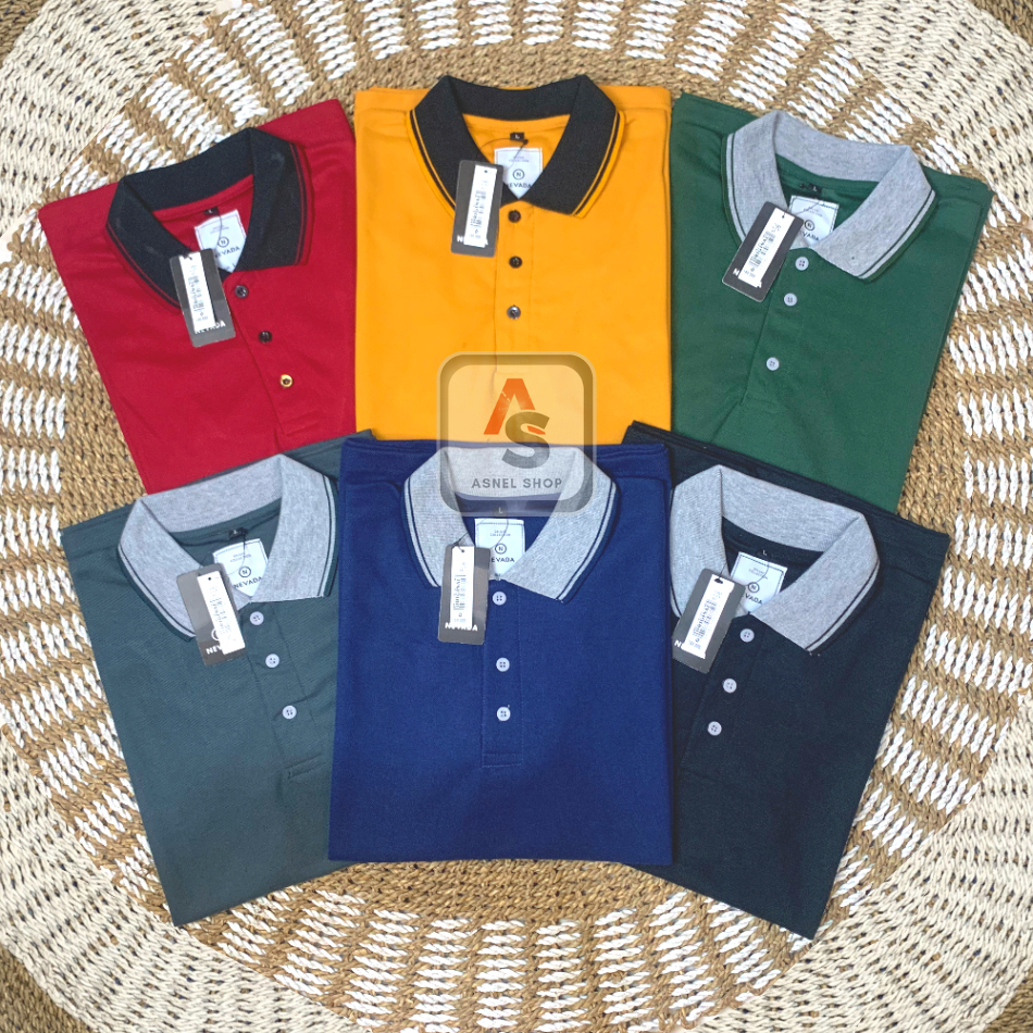 Jual Kaos Polo Polos Nevada Pria Dewasa Kombinasi List M L XL XXL Jumbo ...
