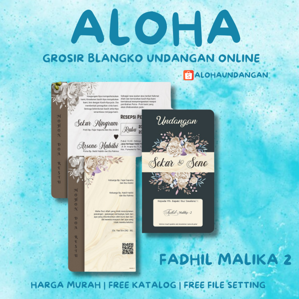 Jual BLANGKO UNDANGAN NIKAH MURAH FADHIL MALIKA 2 | Aloha Undangan | Shopee Indonesia