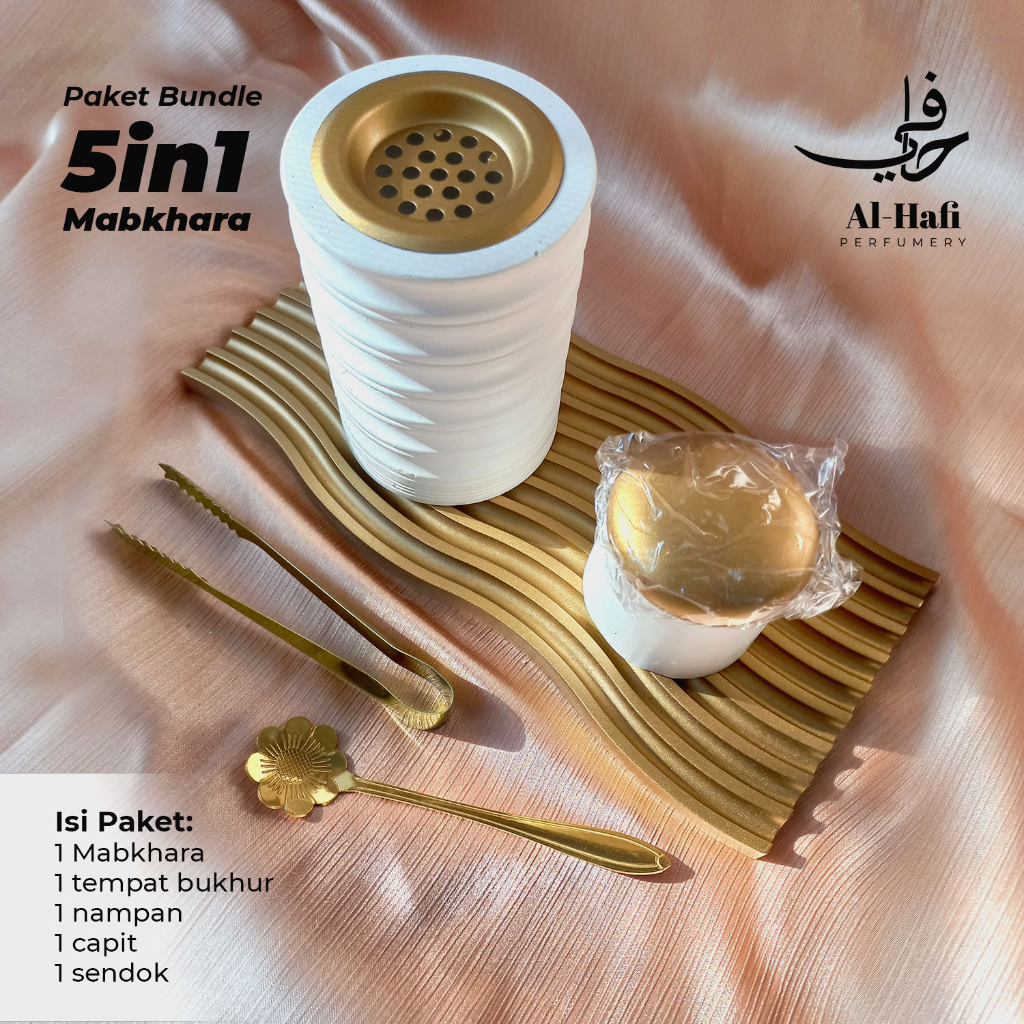 Jual Mabkhara set 5in1 Wave white gold wadah pembakaran dupa bukhur ...