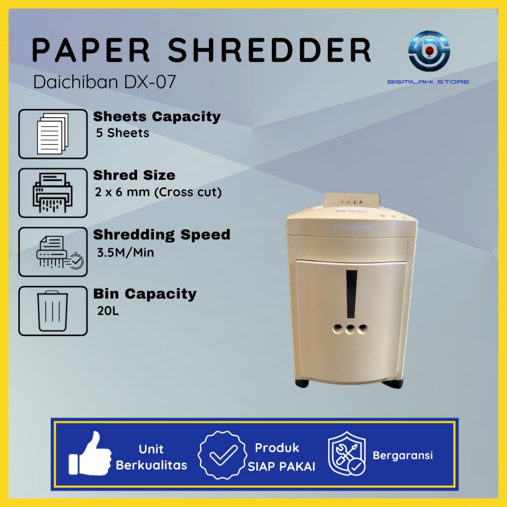 Jual Mesin Penghancur Kertas / Paper Shredder Daichiban DX-07 Cross Cut ...
