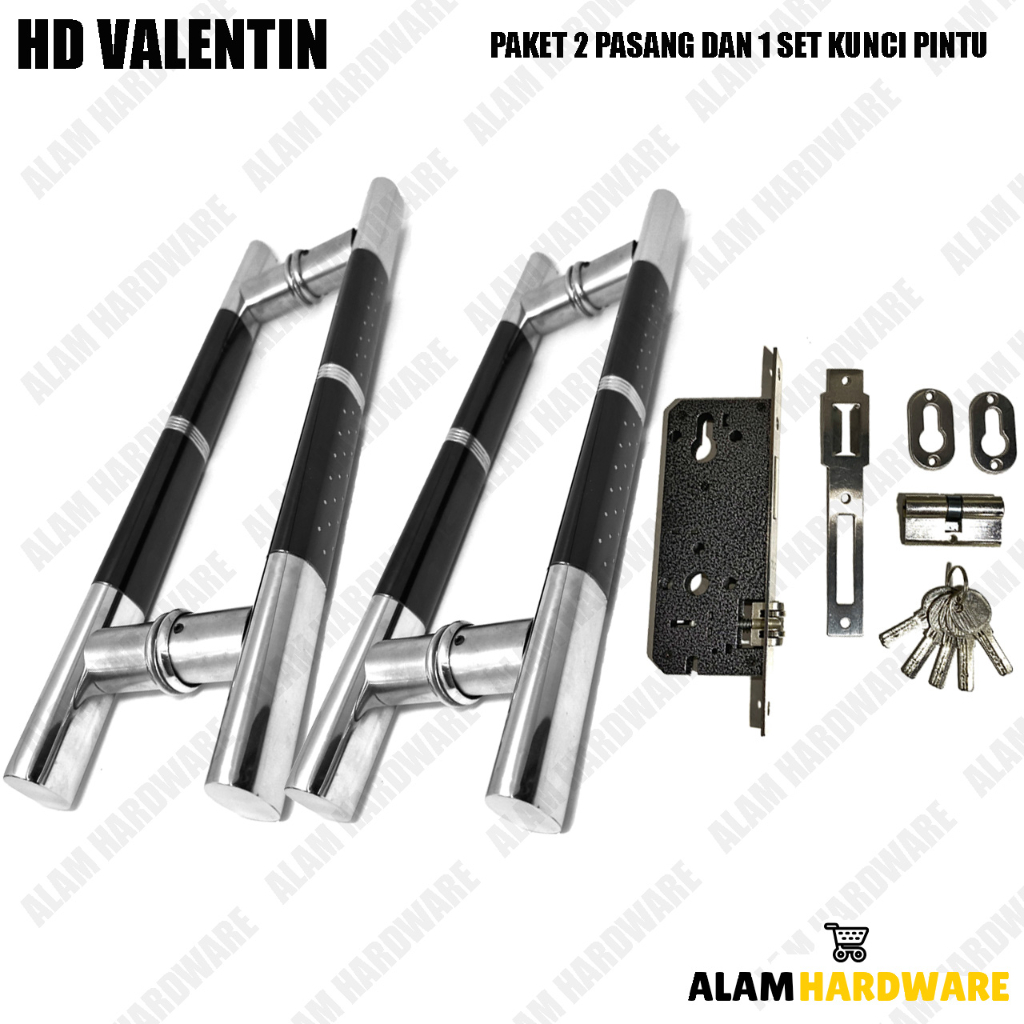 Jual Paket 2 Pasang Gagang Pintu Type Valentin Panjang 45 cm Dan 60 Cm Dengan 1 Set BodyKunci ...