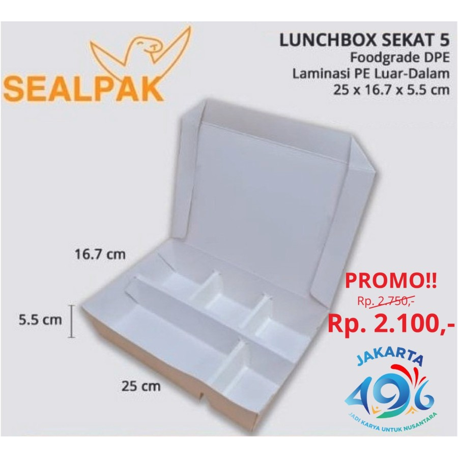 Jual Paper Lunchbox Sekat 5 / Kotak Nasi / Kotak Bento / Dus Nasi ...
