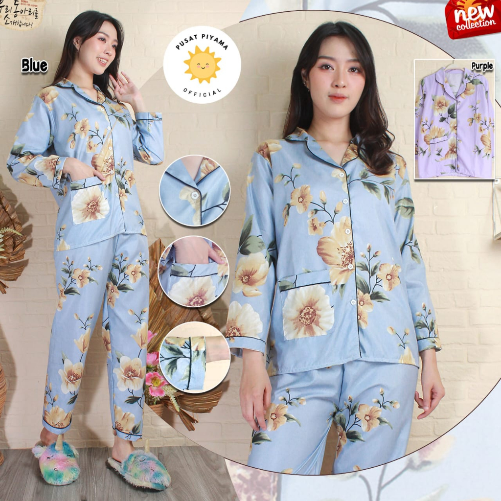 Jual BAJU TIDUR BUNGA PIYAMA WANITA DEWASA MOTIF CANTIK CEWEK KEKINIAN ...