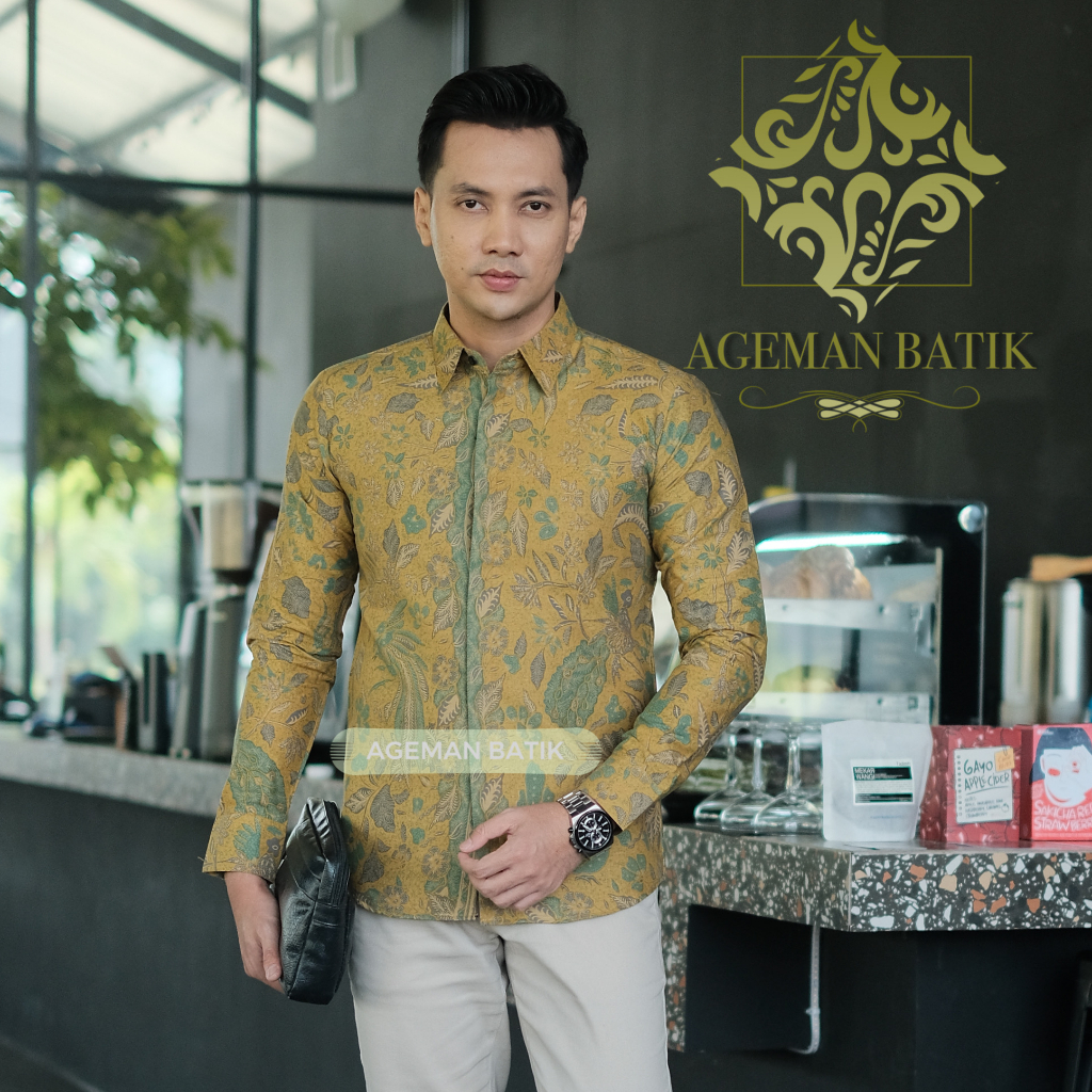 Jual Kemeja batik lengan panjang motif Kemuning Bahan katun premium ...