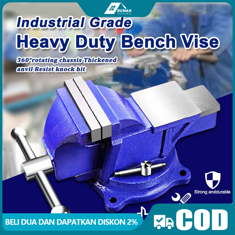 Jual Heavy Duty Bench Vise 4"/5" 360° Swivel Household Vise Cast Iron Portable Bench Vise with ...