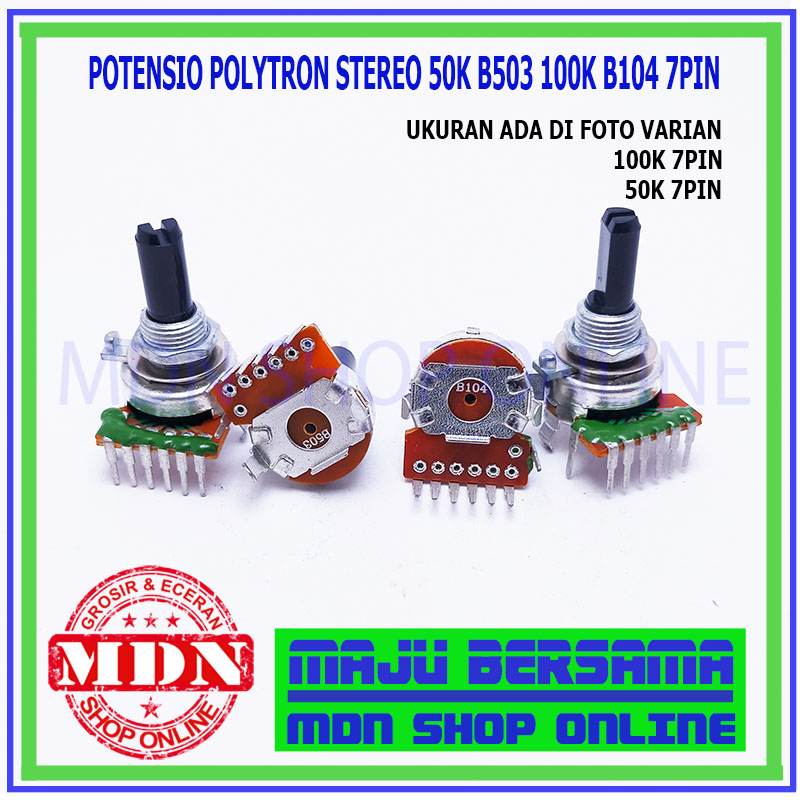 Jual potensio polytron 50k b503 100k b104 7pin stereo plus ct | Shopee ...