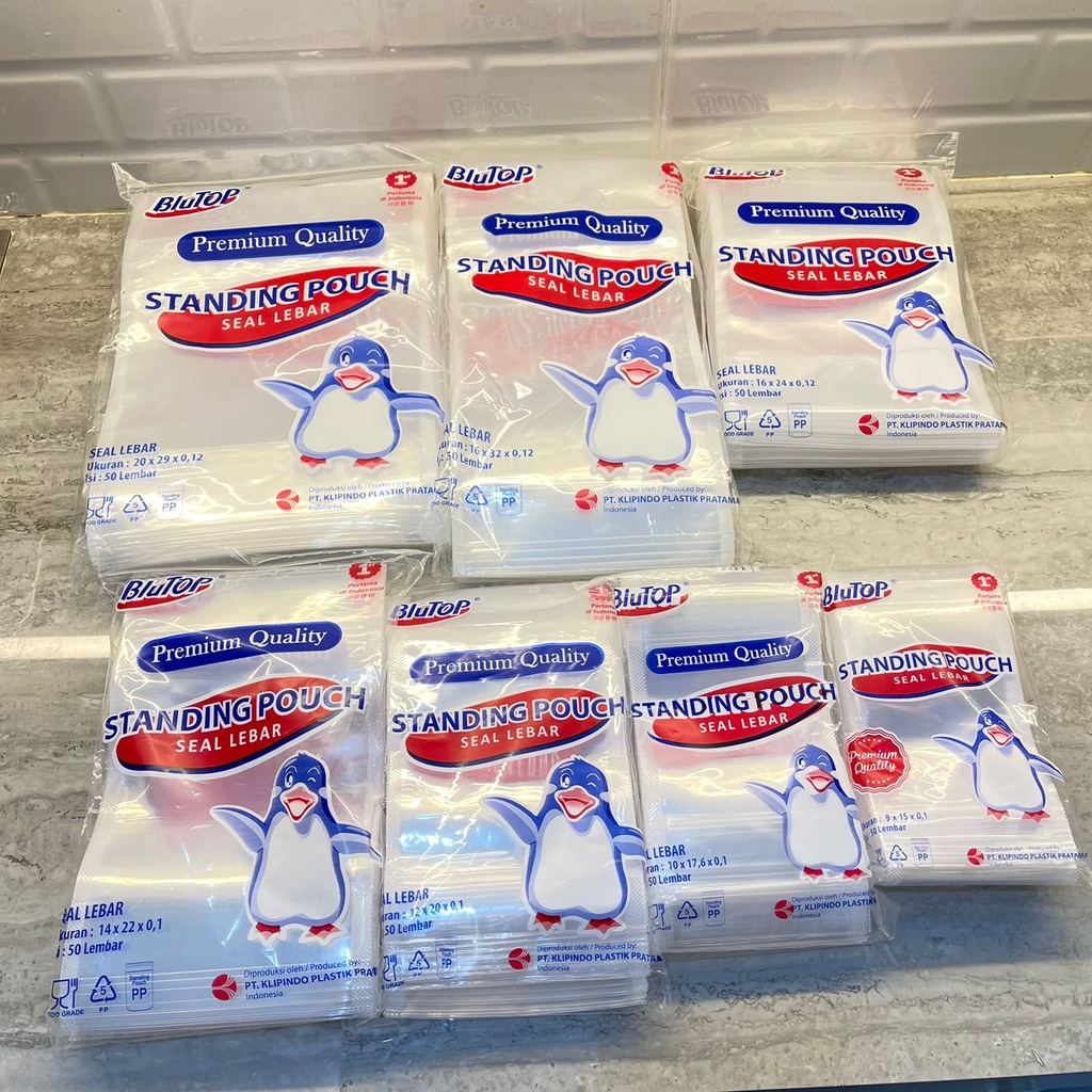 Jual STANDING POUCH 14X22 BLUTOP PINGUIN / STANDING POUCH / KEMASAN ...