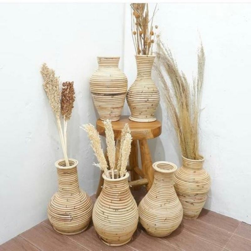 Jual VAS ROTAN CANTIK VAS ROTAN POT ROTAN MURAH CANTIK UNIK Guci Rotan ...