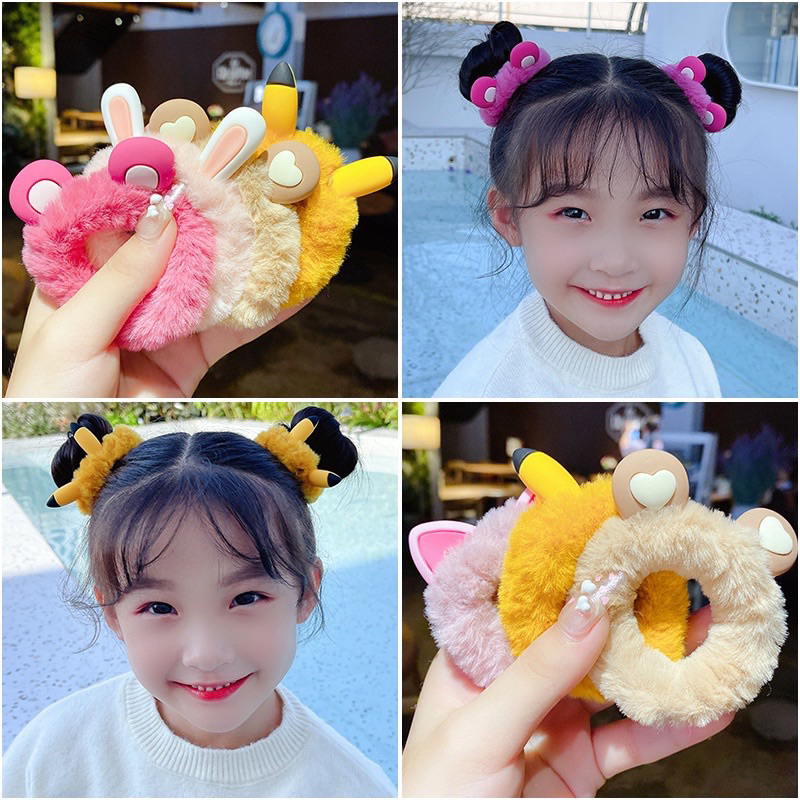 Jual COD IKAT RAMBUT ANAK BULU POMPOM MOTIF KELINCI LUCU / KUNCIRAN ...