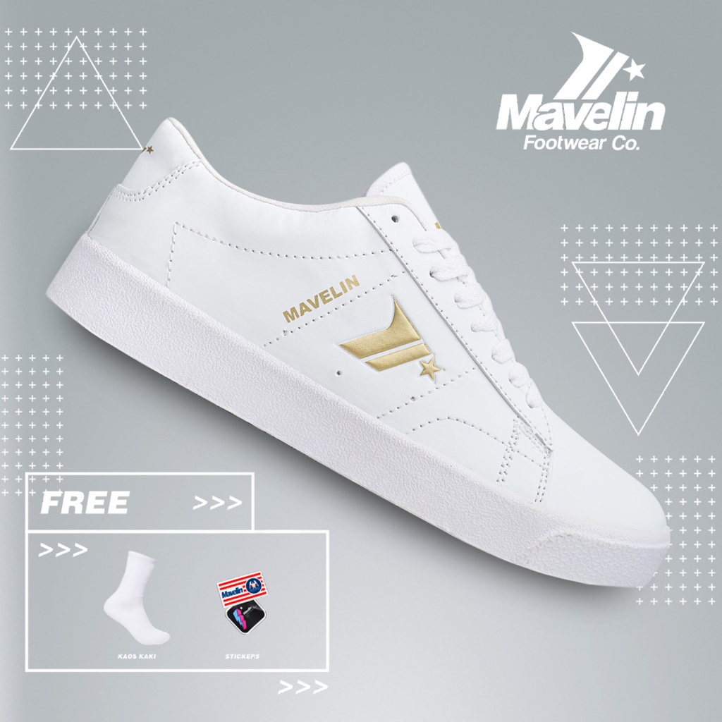 Jual Mavelin Alvin White Gold - Sepatu Sneakers Casual Putih Emas Gold ...