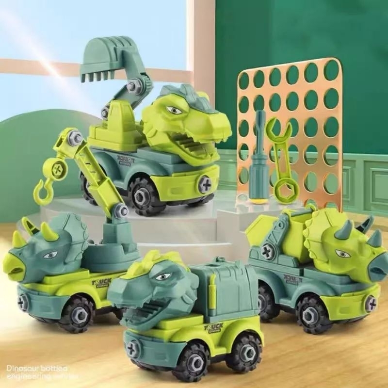 Jual Mainan Dinosaurus DIY Model Mobil Anak Dinosaurus Teknik Kendaraan ...