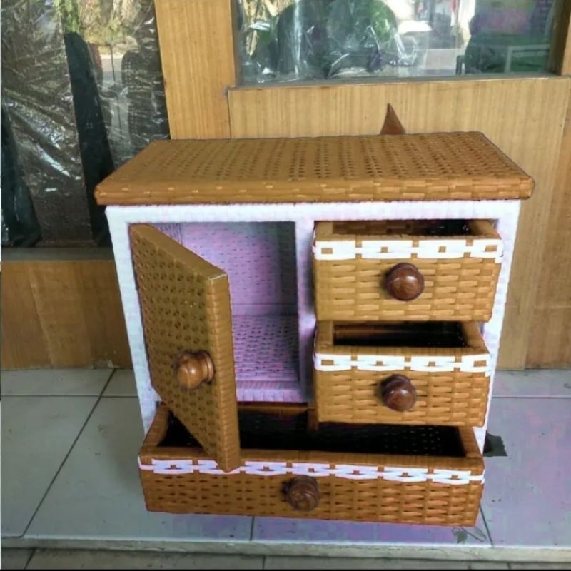 Jual MINI Lemari Laci 1 Pintu 3 Laci Sliding / Rak Laci Minimalis ...