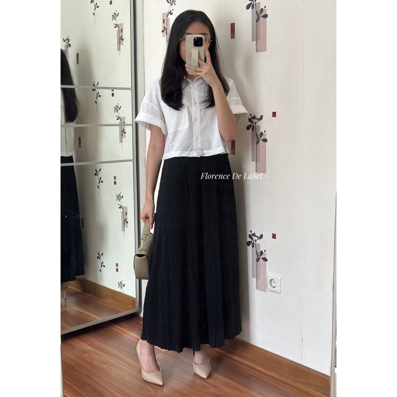 Jual ZIGZAG PLEATED SKIRT / Rok plisket panjang padi zigzag | Shopee Indonesia