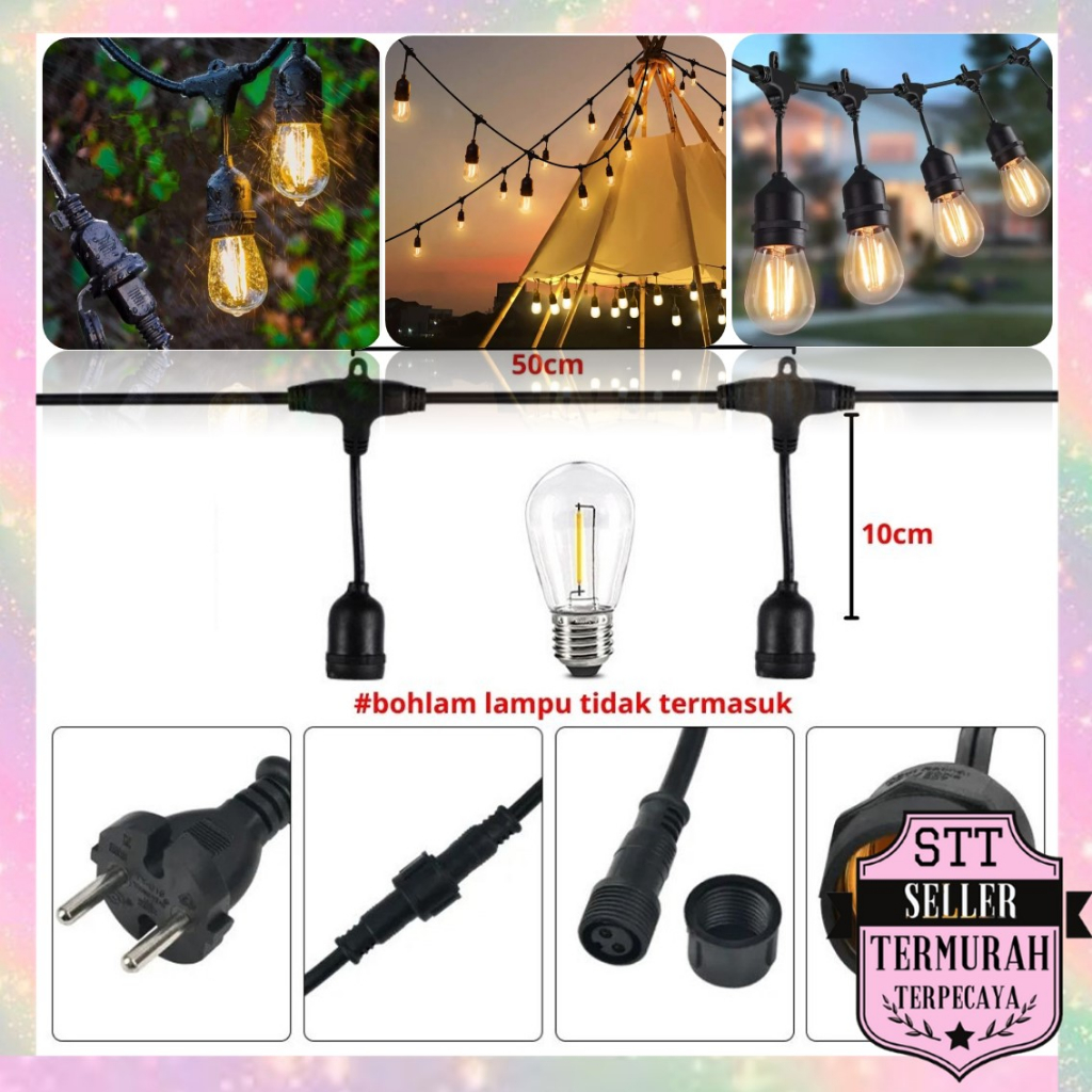 Jual STT Fitting Lampu Gantung Outdoor 10 Meter 10 Fitting Waterproof ...