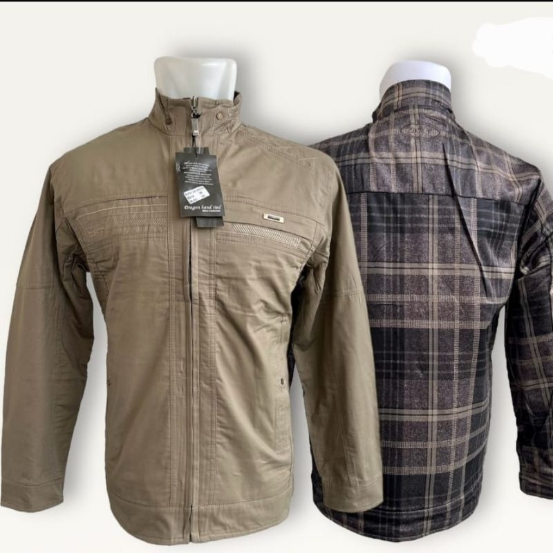 Jual Jaket Pria Katun Polos Keren Bolak balik Kotak | Shopee Indonesia
