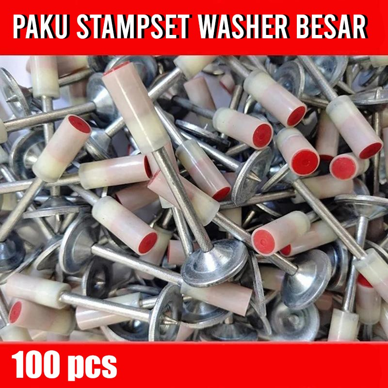 Jual Paku Beton Lurus Stampset Paku Washer Besar Ring 100Pcs Paku ...