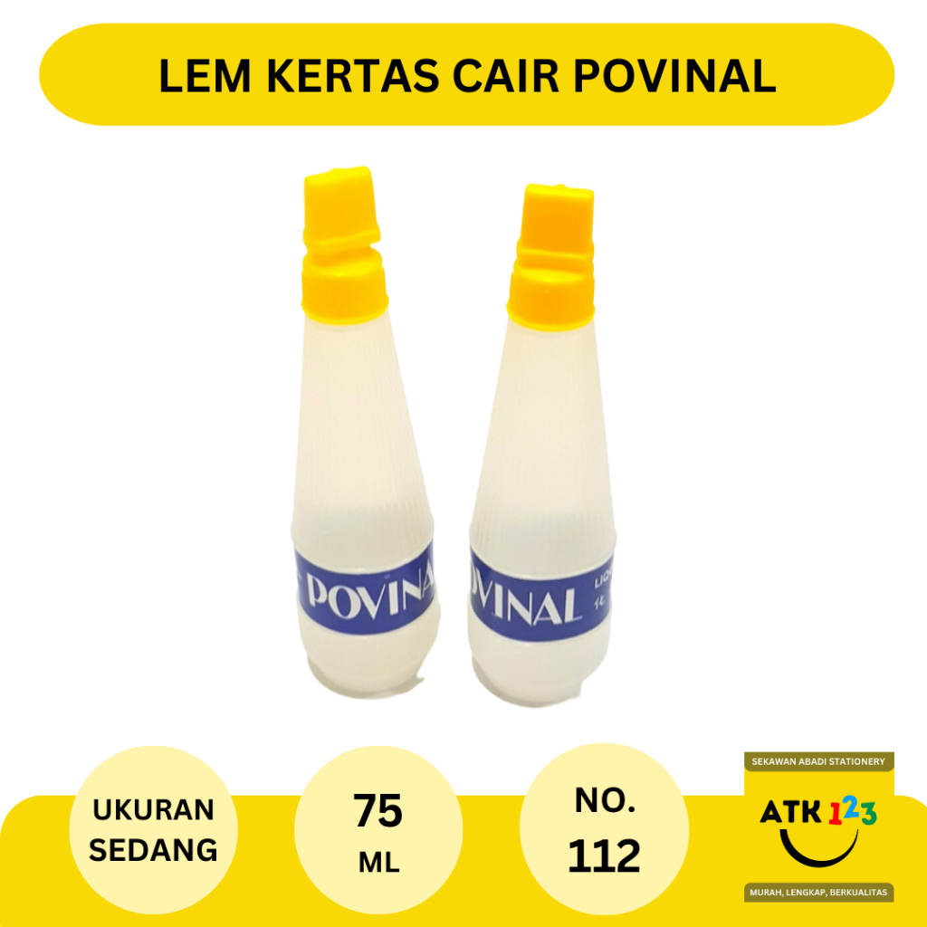 Jual Lem Kertas Cair Merk Povinal Besar No. 112 - 75ml | Shopee Indonesia