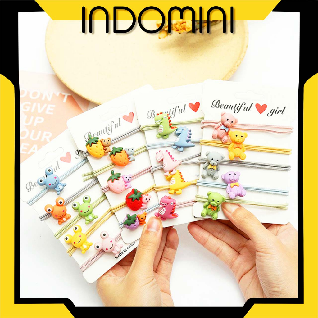 Jual INDOMINI Ikat Rambut Anak Korea Karakter 3d Lucu / Karet Rambut ...