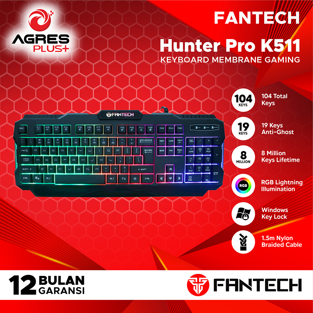 Jual FANTECH Keyboard Hunter Pro K511 Rainbow Anti Ghosting KADO AGP | Shopee Indonesia