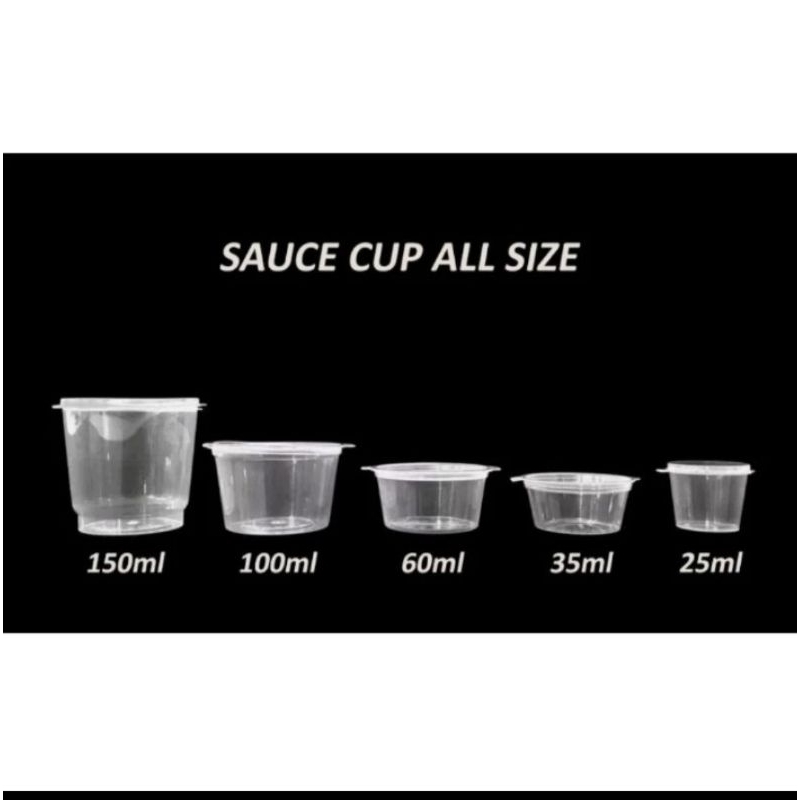 Jual Cup saos - tempat saus - wadah sambal + Tutup 25 35 60 100 150ml ...