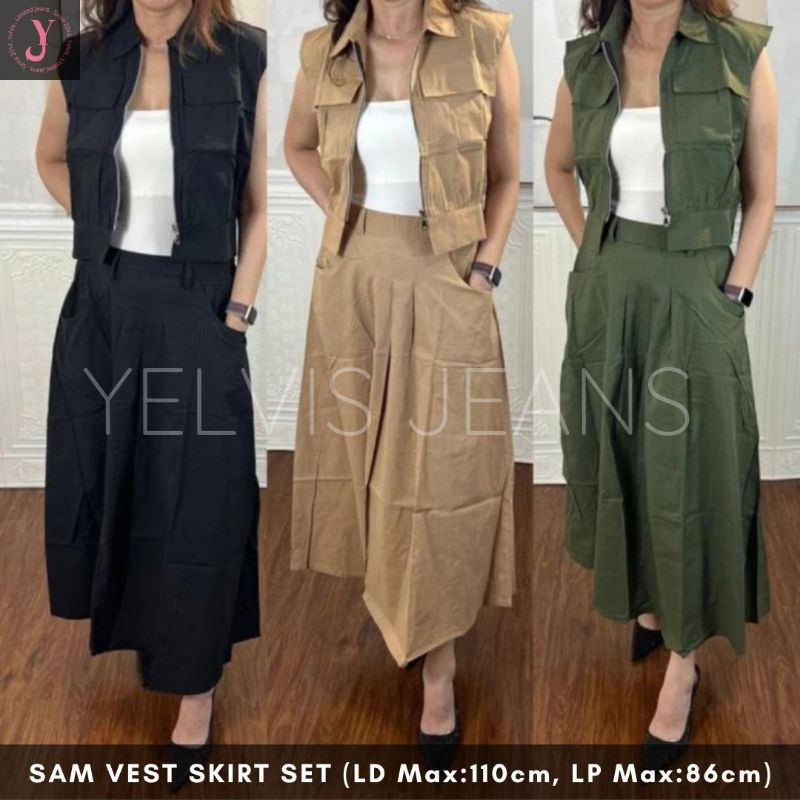 Jual PAKAIAN WANITA SAM VEST SKIRT SET SETELAN OUTER ROMPI ROK FLARE KATUN | Shopee Indonesia