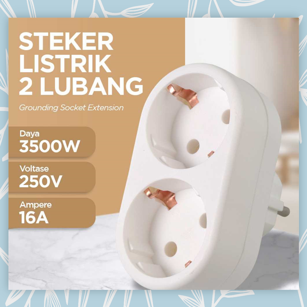 Jual DLV Steker Stop Kontak Listrik 2 Lubang Grounding Socket 3500W 16A ...