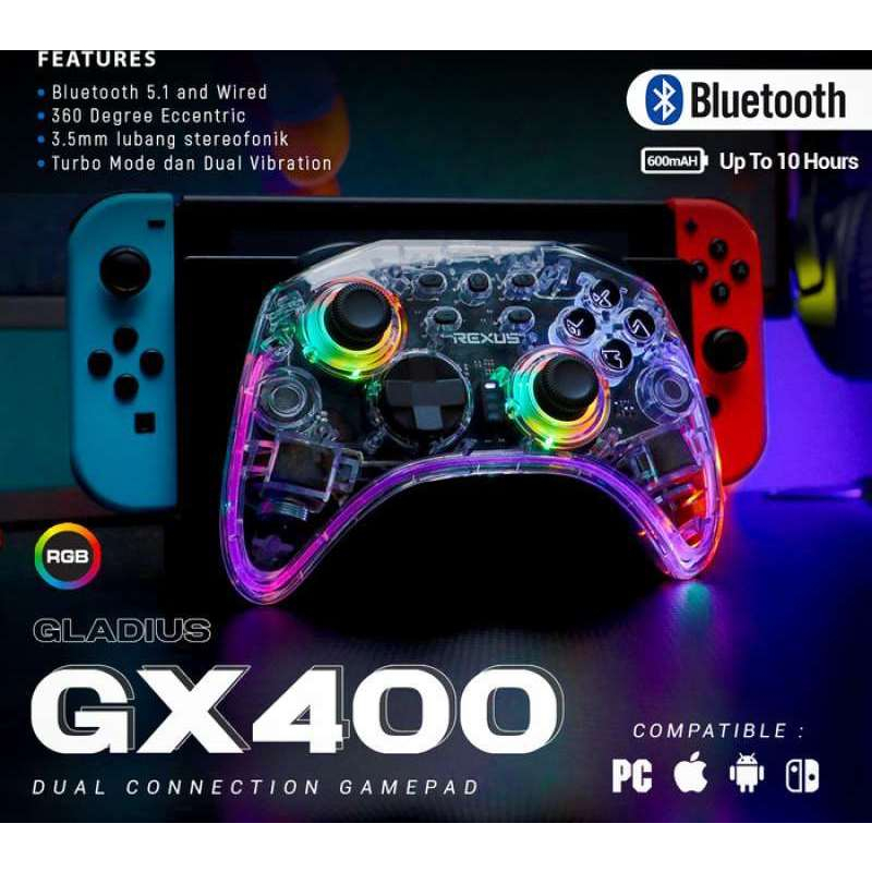 Jual Rexus GX400 Gamepad Wireless Bluetooth Gaming Joystick GX-400 ...