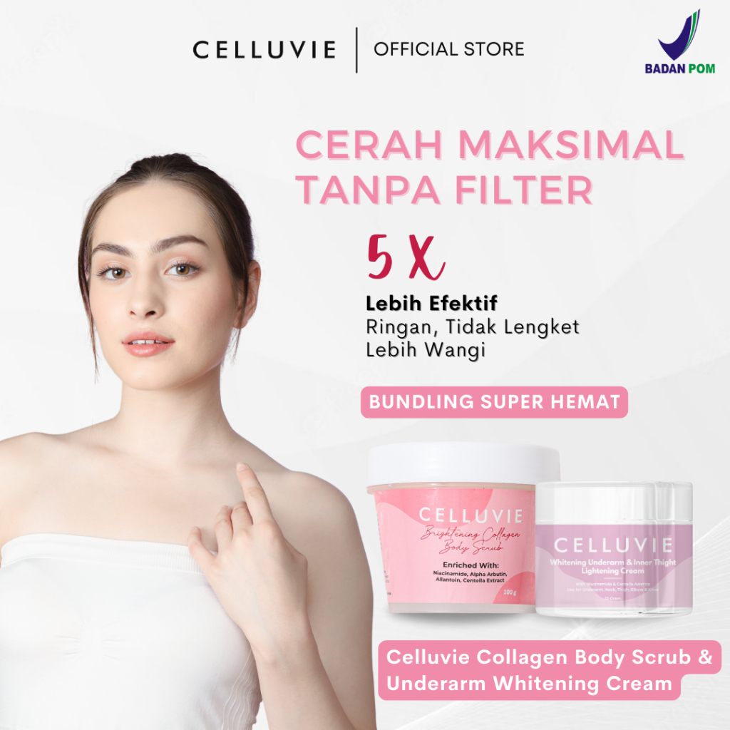 Jual CELLUVIE BUNDLING Pemutih Ketiak x Whitening Collagen Body Scrub ...