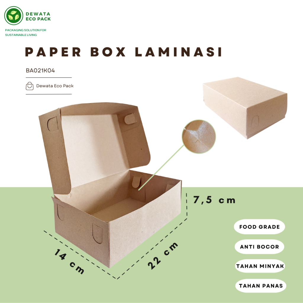 Jual Paper Box NX Laminasi 22x14x7.5cm BA21K4 / Kotak Nasi / Box Nasi ...