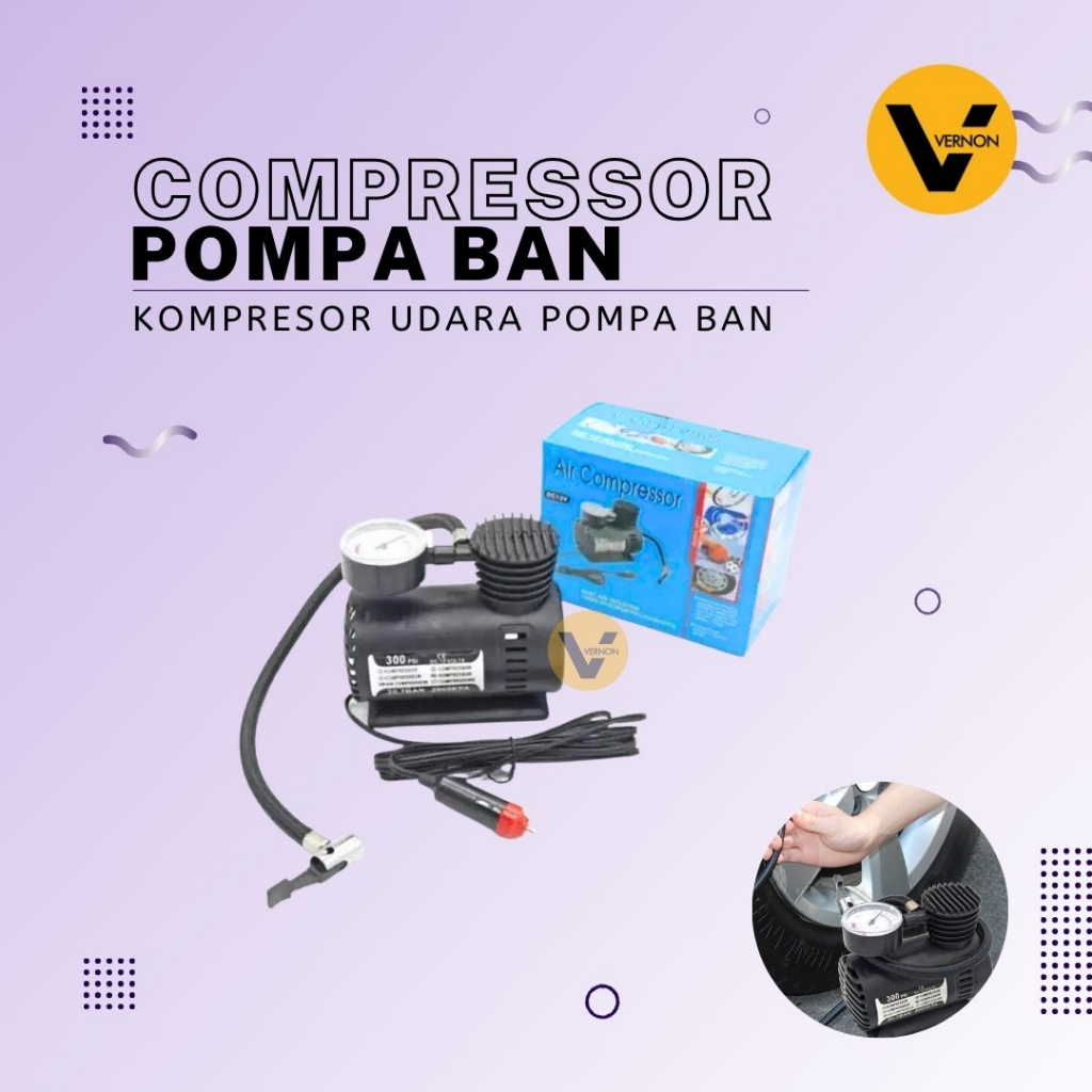 Jual Pompa Udara Kompresor Ban Mobil Air Compressor DC 12V 300 PSI ...