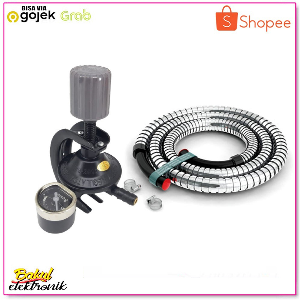 Jual PAKET SELANG 1.8M + REGULATOR KEPALA GAS DESTEC COM 201M ( Meteran ...